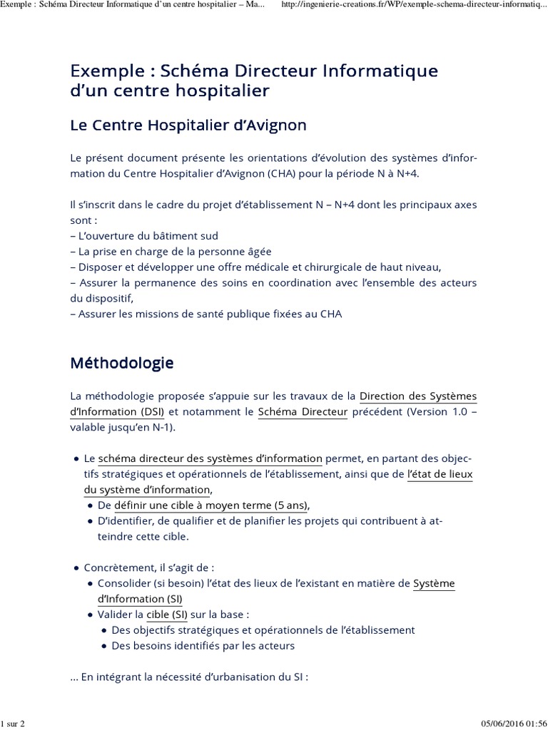 Exemple _ Schéma Directeur Informatique d’un centre hospitalier ...