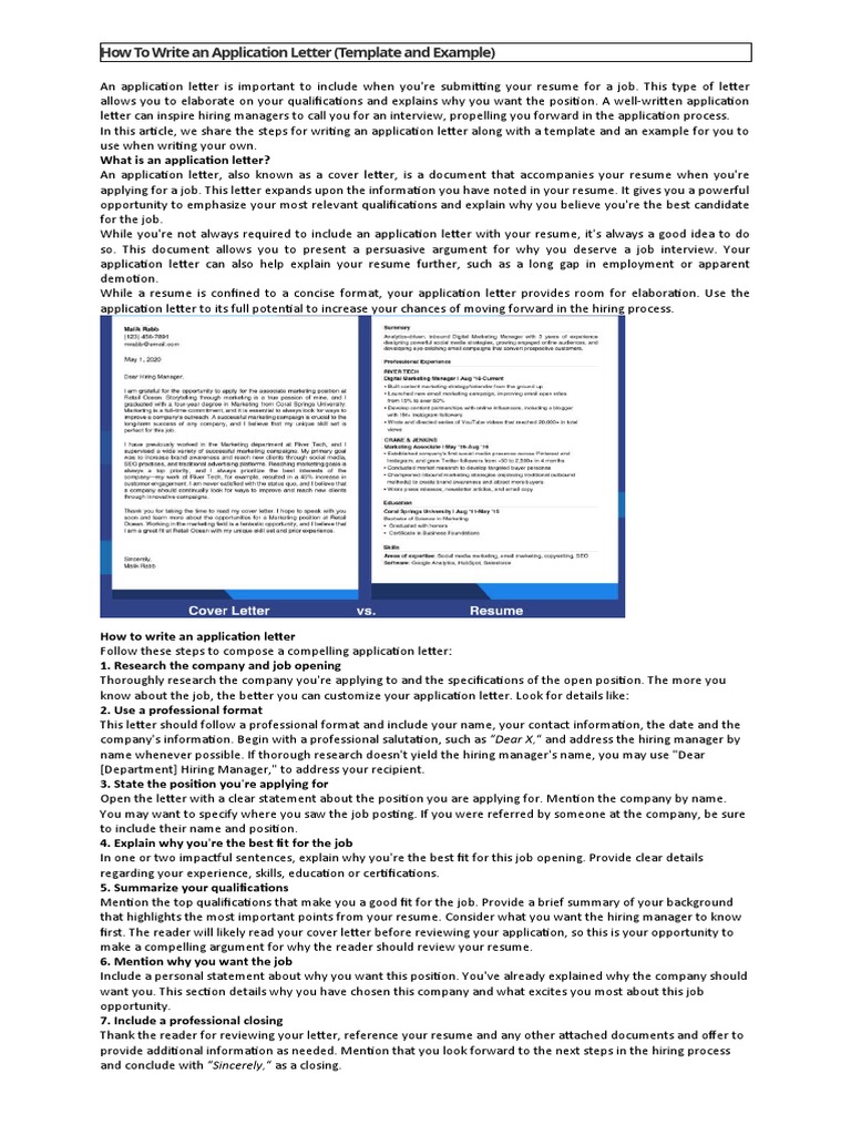 How To Write An Application Letter | PDF | Résumé | Job Interview