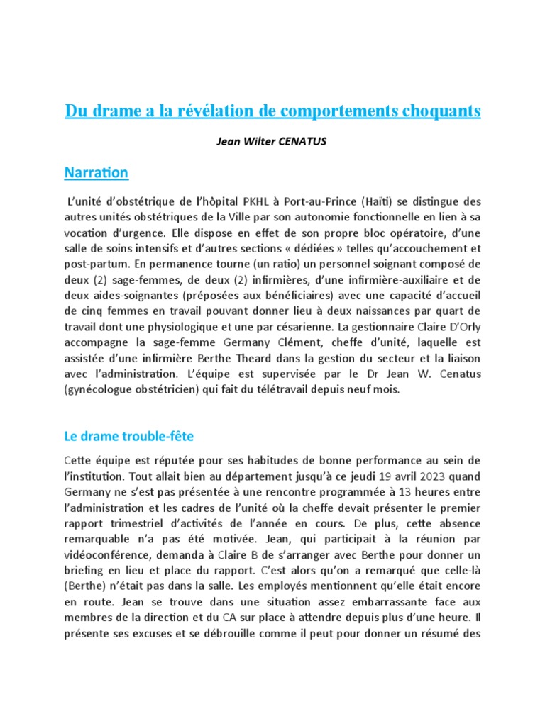 Histoire de Vecu Difficil de Jean Wilter | PDF