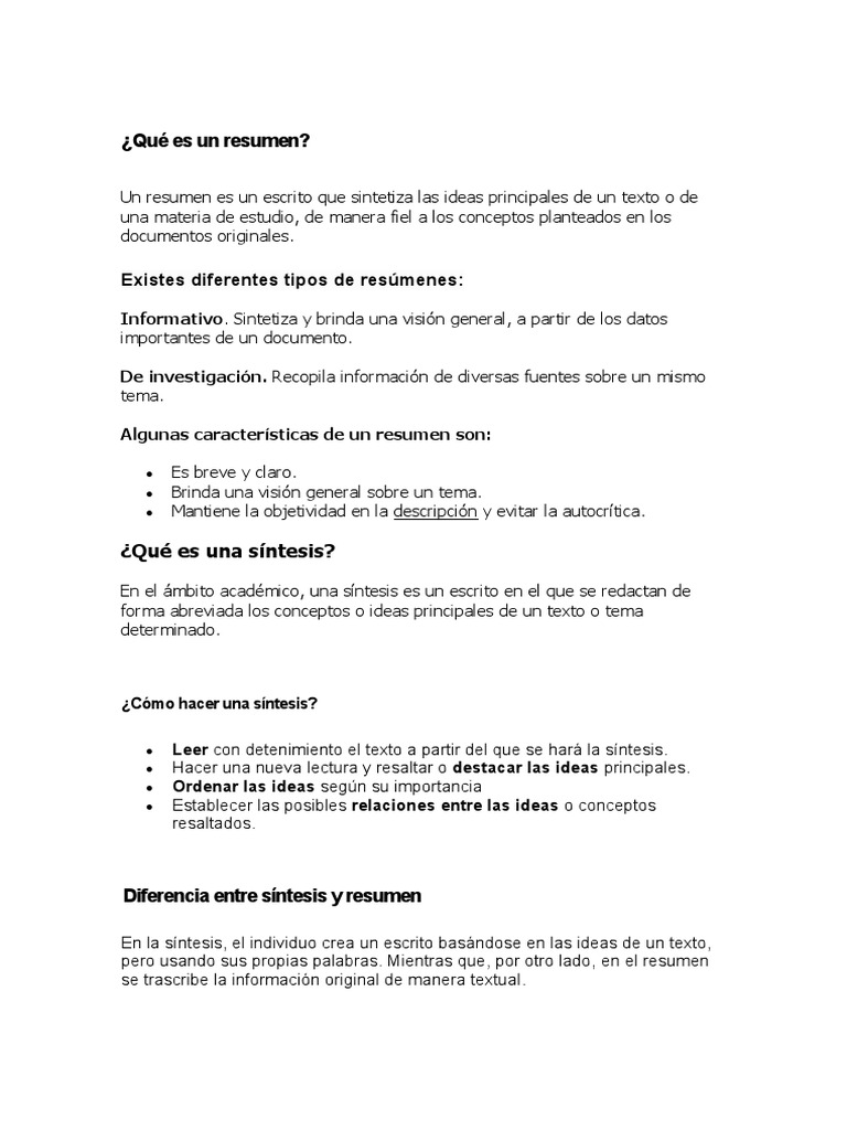 ¿Qué Es Un Resumen | PDF