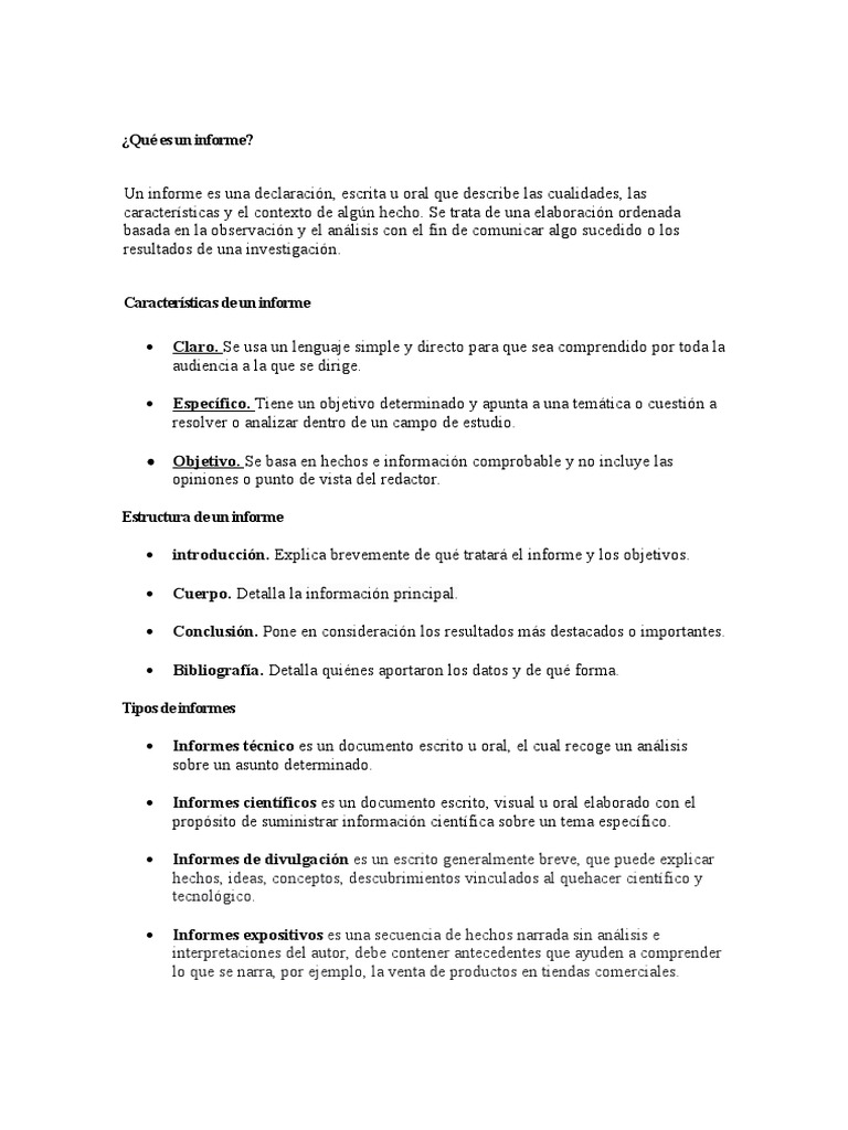 ¿Qué Es Un Informe | PDF