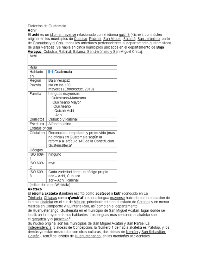 Dialectos de Guatemala | PDF
