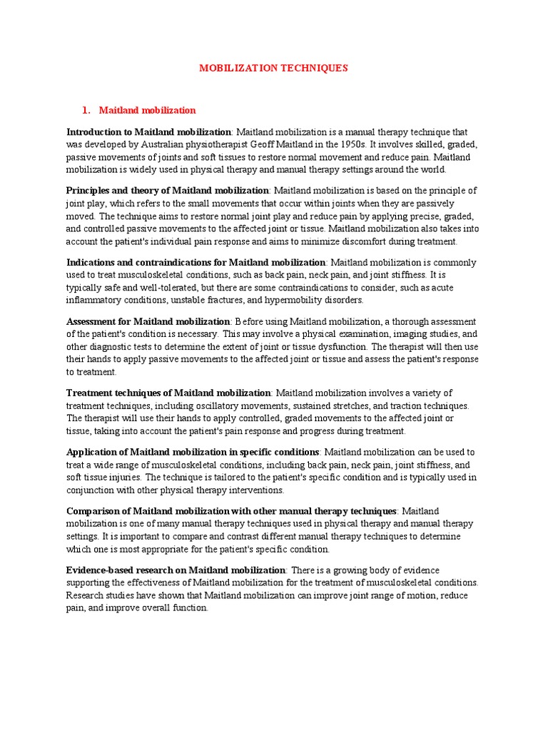 Mobilization and Approaches | PDF | Physical Therapy | Neurology