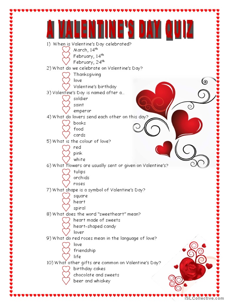 Valentine's Day Trivia Quiz | PDF | Young Adult | Classics