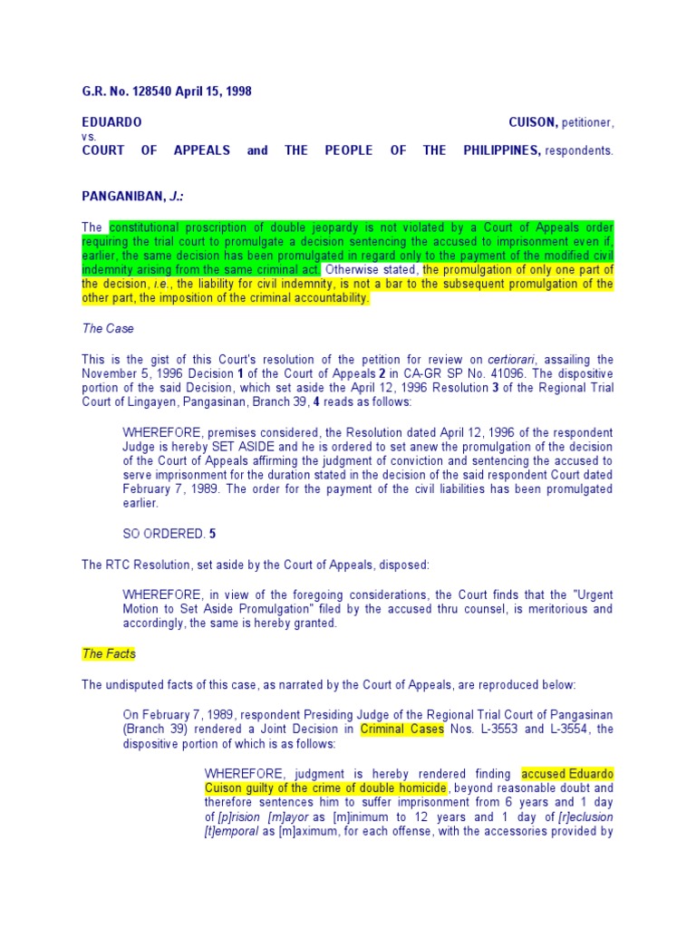 Double Jeopardy Cases Full Text | PDF | Double Jeopardy | Mandamus