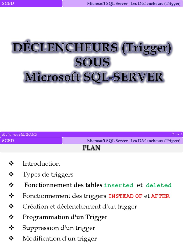 Déclencheurs SQL Server : Guide Complet | PDF | SQL | Microsoft SQL Server