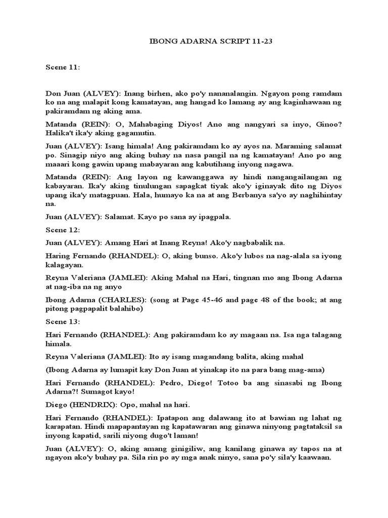 Ibong Adarna Script 11 23 | PDF