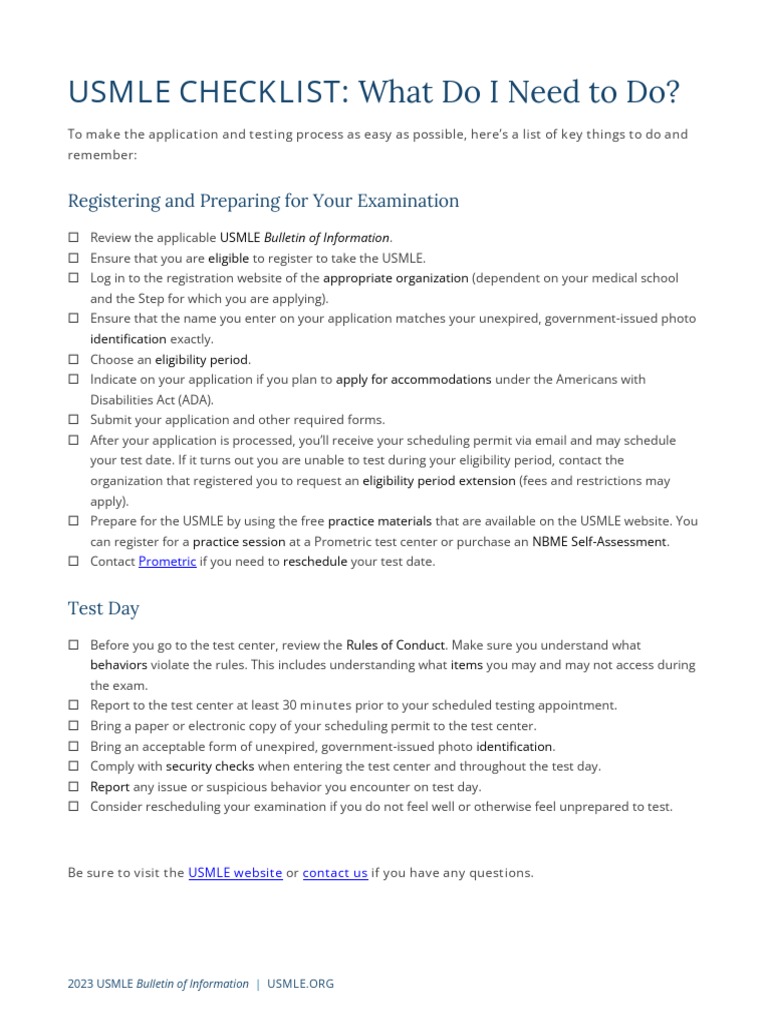 What_Do_I_Need_to_Do-USMLE_Checklist | PDF