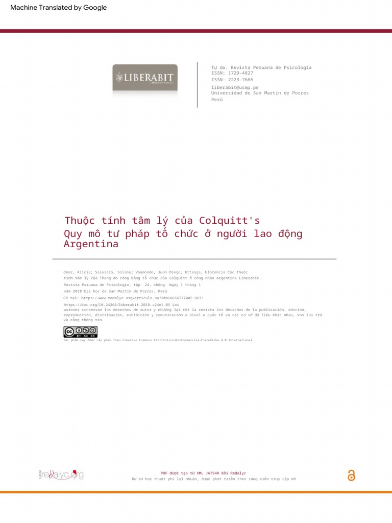Quy Mô Tư Pháp T CH C Ngư I Lao Đ NG Argentina Thu C Tính Tâm Lý C A Colquitt's | PDF
