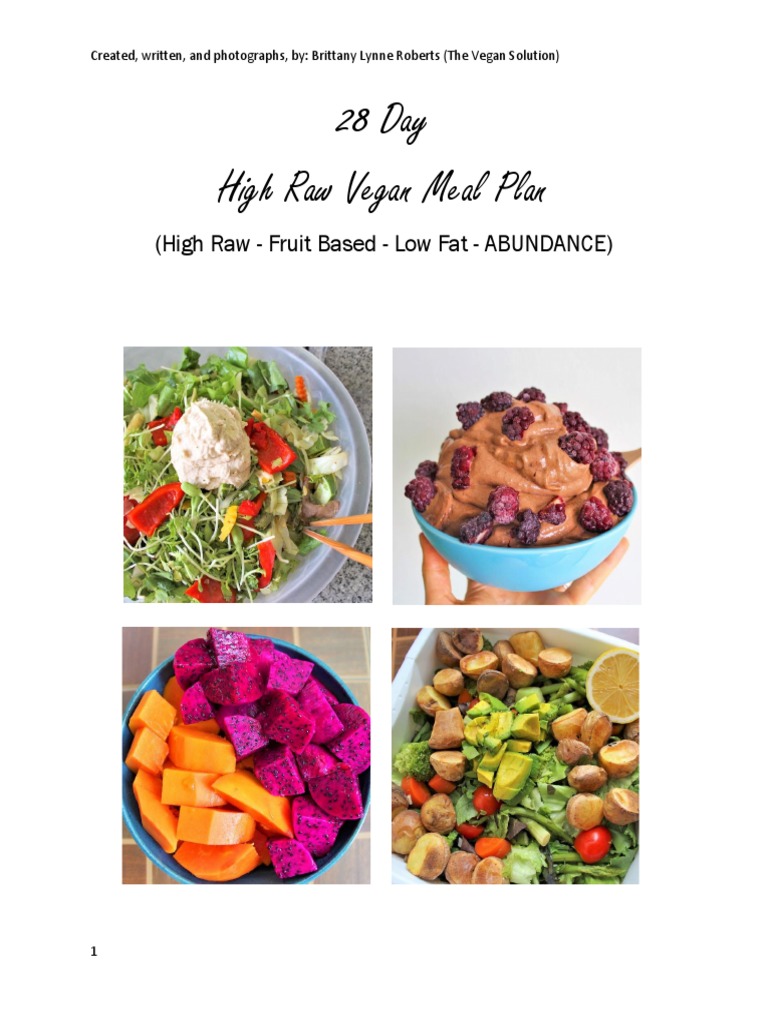 High Raw Vegan Meal Plan-28 DAYS High Raw-Fruit Based-Low Fat-Abundance ...