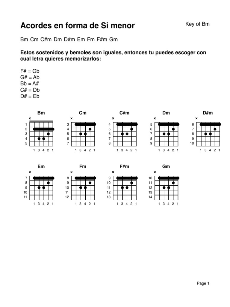Acordes en Forma de Si Menor | PDF