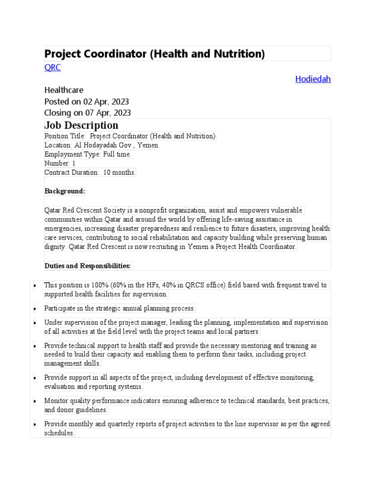 QRC - Project Coordinator | PDF | Psychological Resilience | Communication