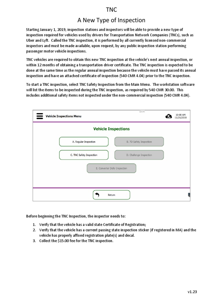 TNC+ (Transportation+Network+Company) +Inspection++Information+-+V1 23 | PDF | Manufactured ...