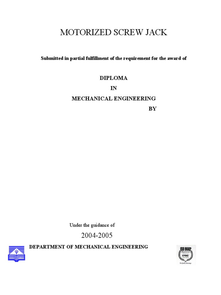 Motorized Screw Jack | PDF