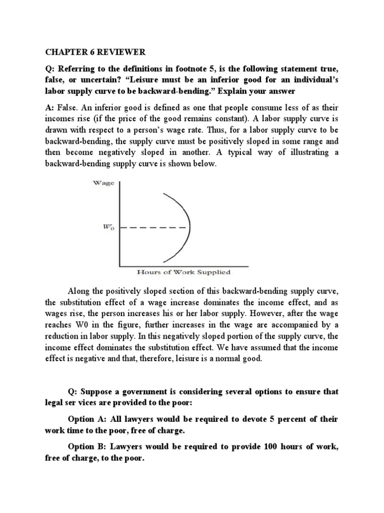 Chapter 6 Reviewer 2 | PDF | Labour Economics | Overtime