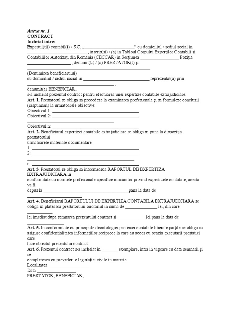 Model Contract Si Raport Expertiza Contabila Judiciara Si ...