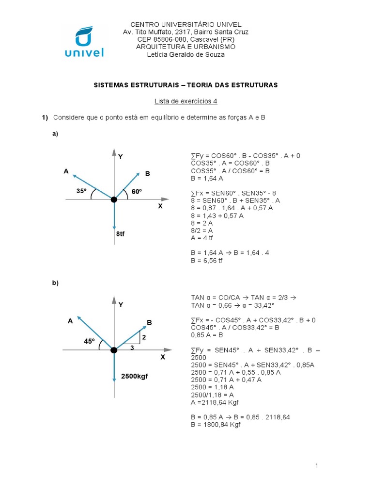 Lista S.E. - Equilibrio de Uma Particula | PDF