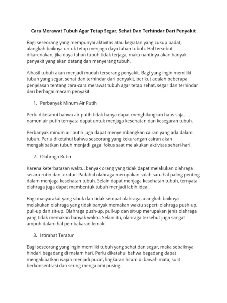 Cara Merawat Tubuh Agar Tetap Segar | PDF