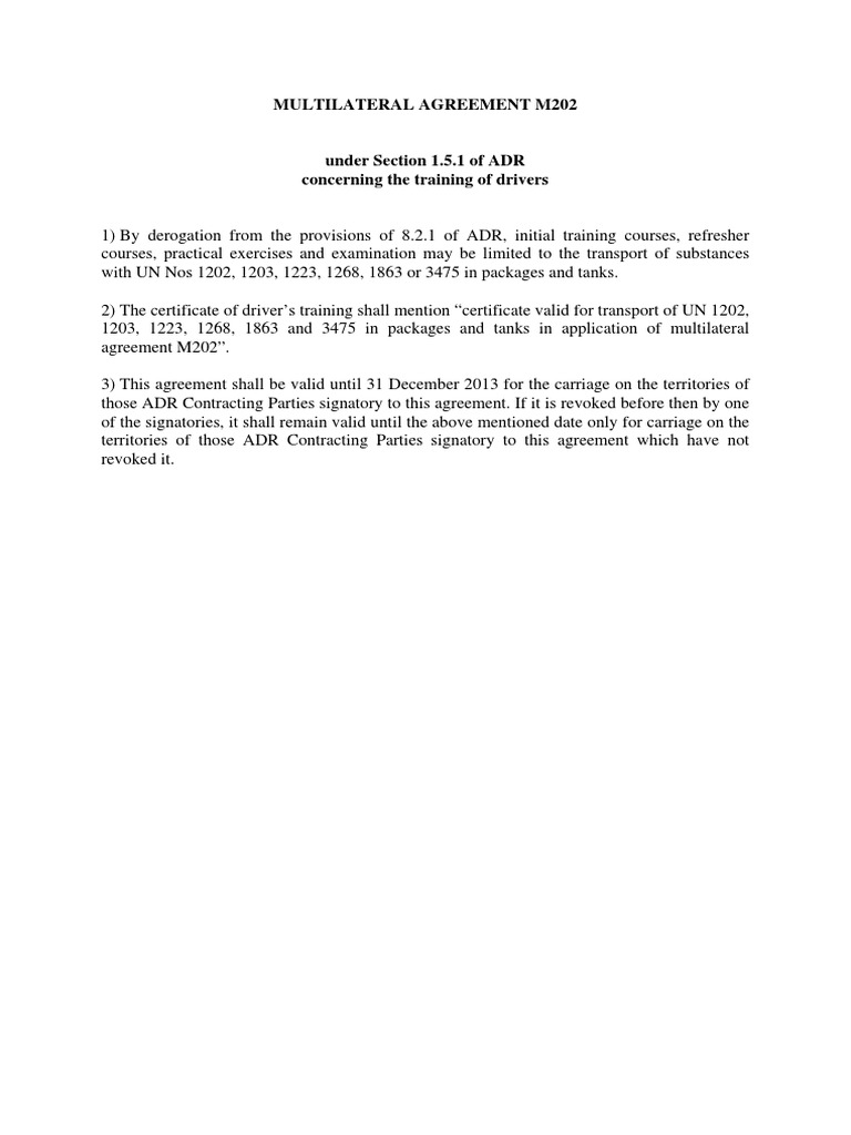 Multilateral Agreement M202 | PDF