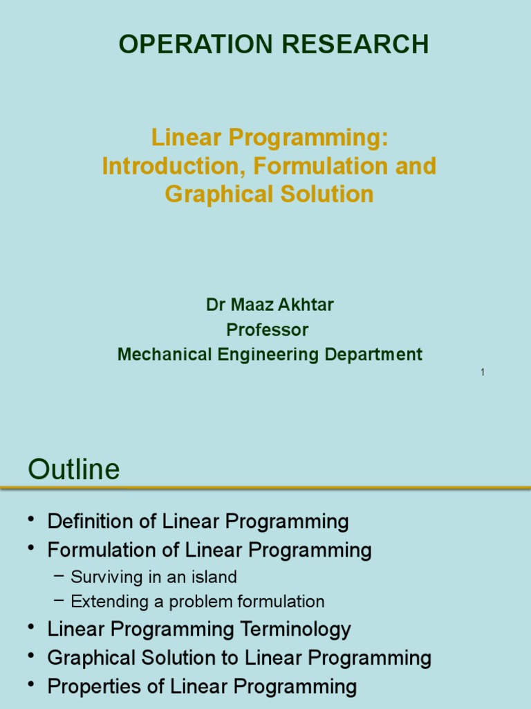 Lecture 01 Linear Programming Excellent 26 July 2017 Pdf Mathematical Optimization 