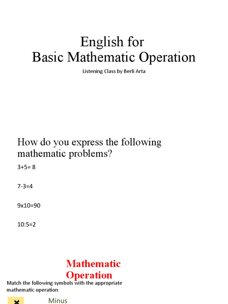 English Listening for Math Operations | PDF | Teaching Methods & Materials