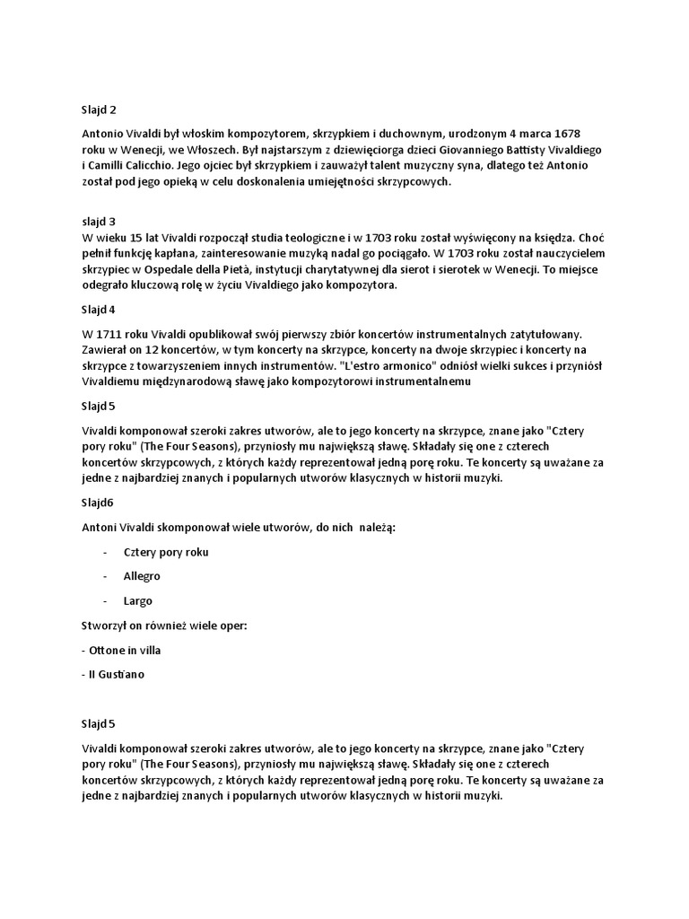 Maja Nowak Antoni Vivaldi | PDF