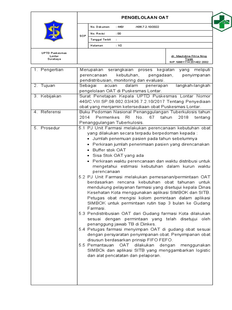 OAT SOP PENGELOLAAN | PDF