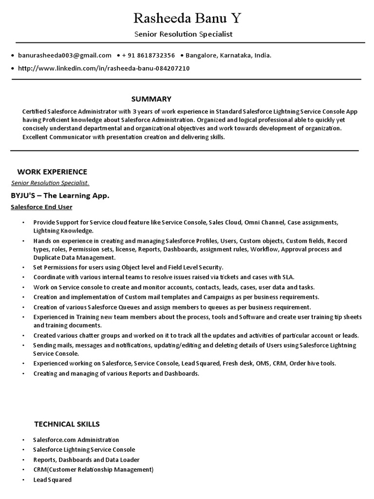 Rasheeda Banu Y Resume. | PDF