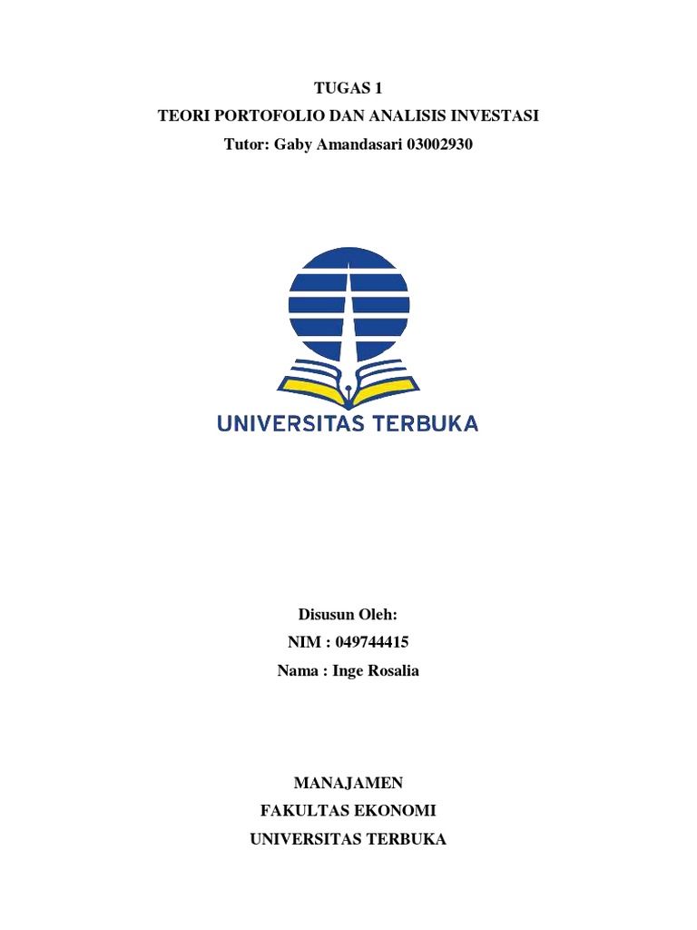 Teori Portofolio Dan Analisis Investasi_Tugas 1 | PDF