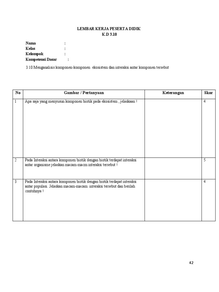 Analisis Komponen Ekosistem dan Interaksi | PDF | Metode & Bahan Ajar