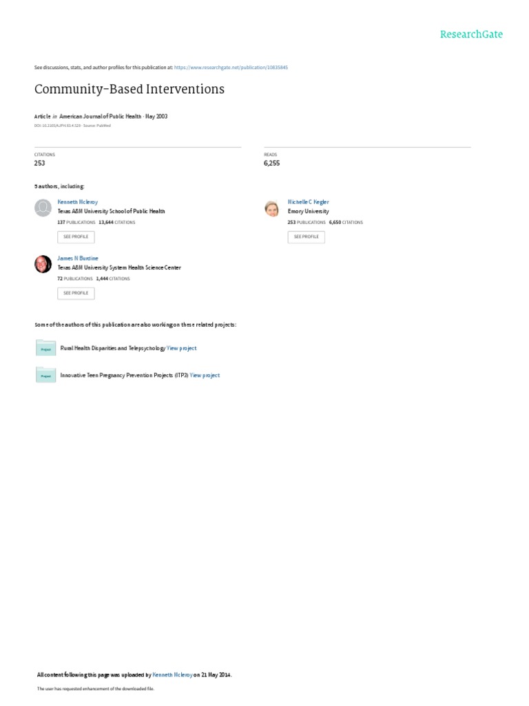 Community BasedInterventions | PDF | Community | Public Health