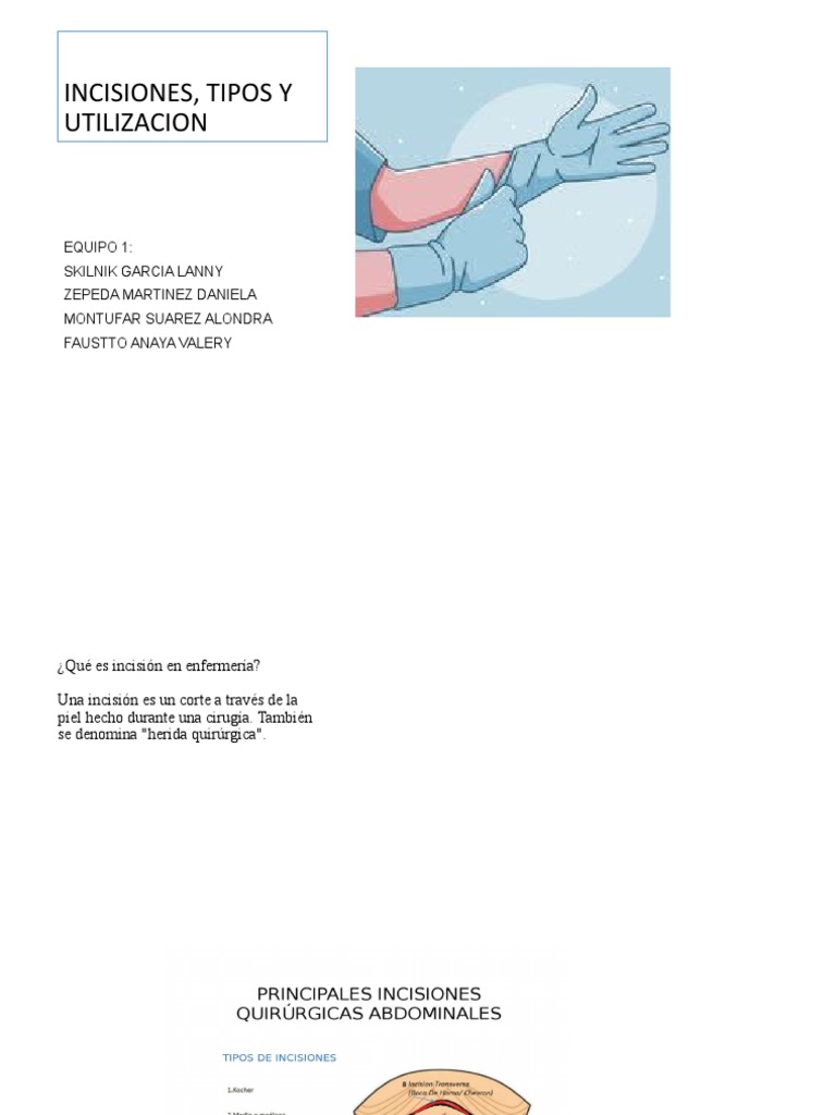 Tipos de Incisiones Quirúrgicas | PDF | Abdomen | Anatomía