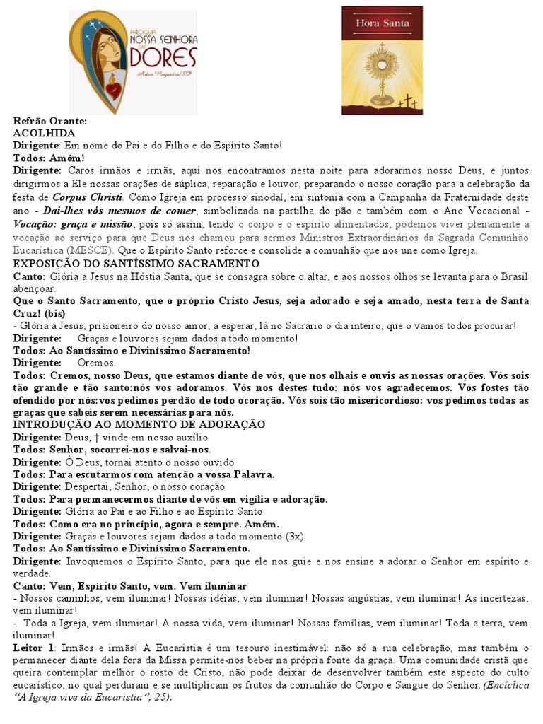 Hora Santa o Corpus Christi | PDF