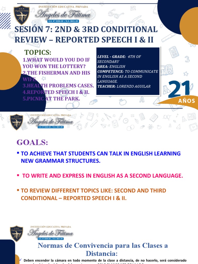 Sesión 7 2nd And 3rd Conditional Review Reported Speech I And Ii Pdf 6354