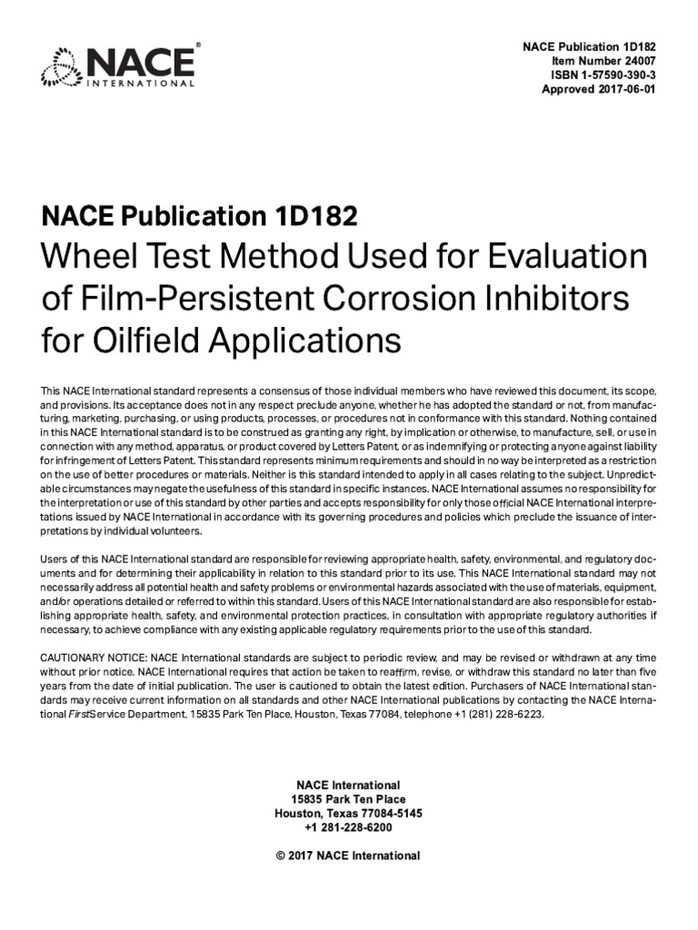 NACE 1D182-2017, Wheel Test | PDF | Chemistry | Chemical Substances