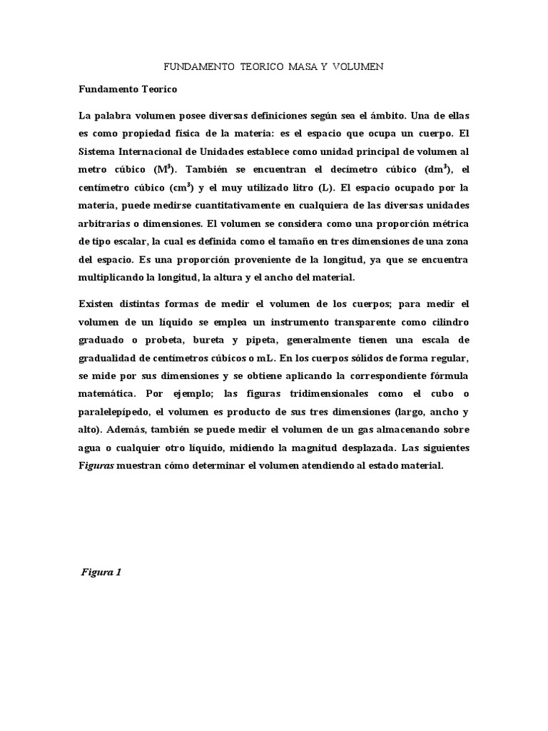 Fundamentos de Masa y Volumen en Química | PDF | Volumen | Densidad