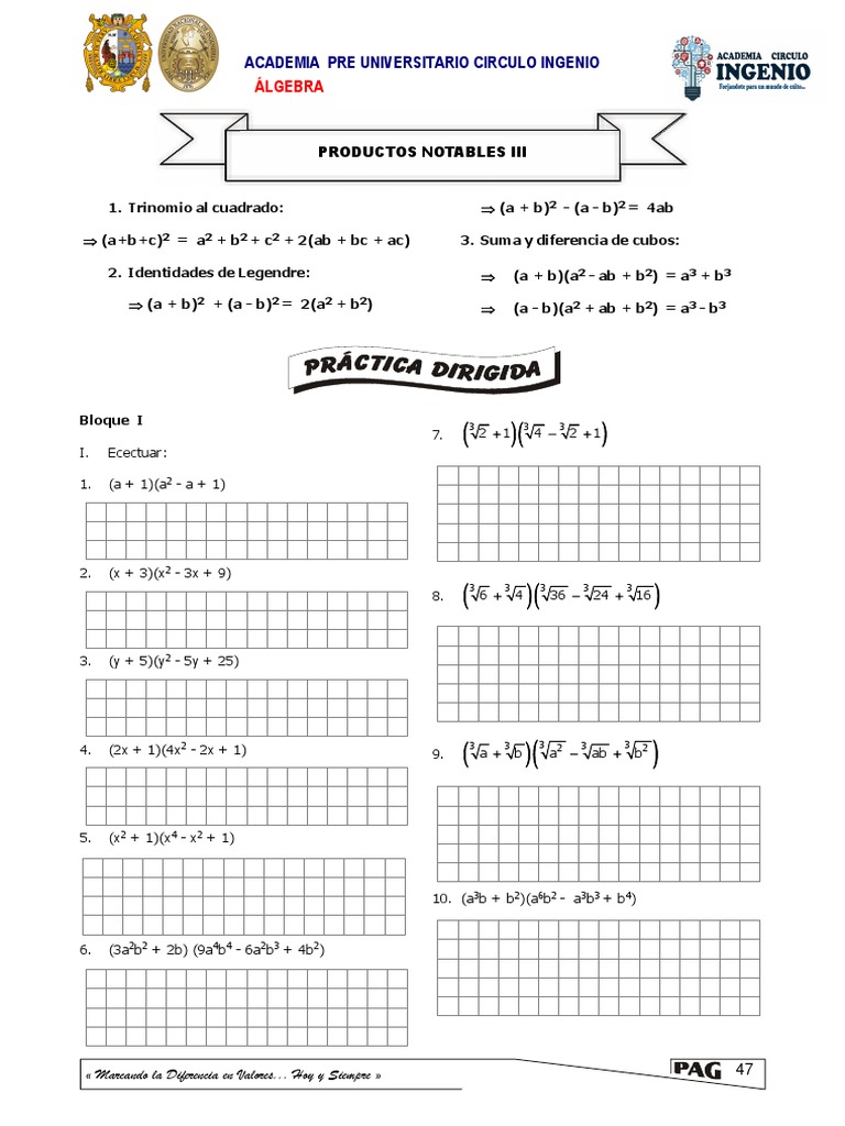 Algebra Productos Notables Ii Mayo - S3 | PDF | Ajedrez