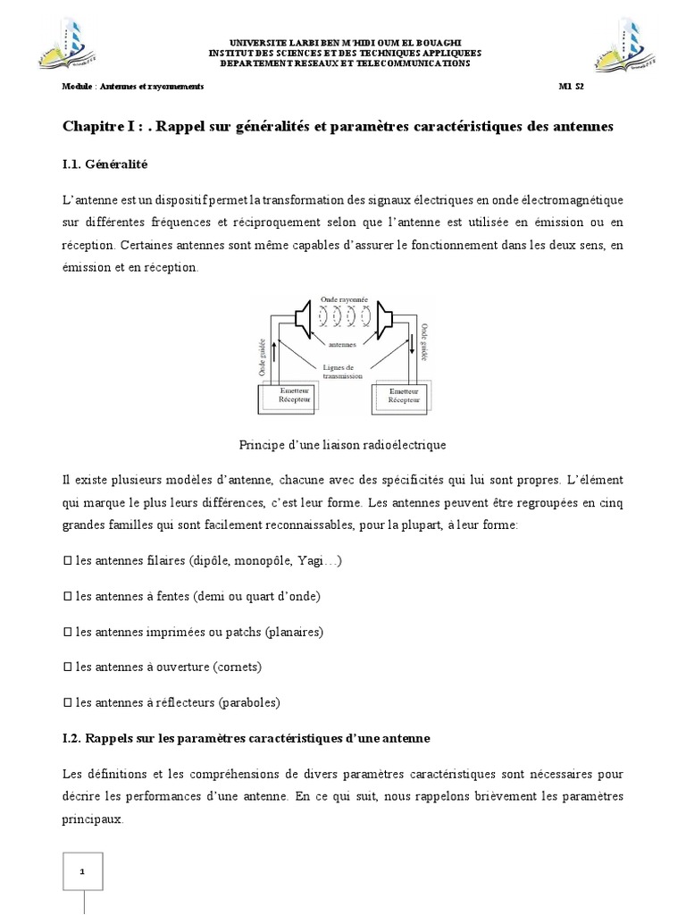 Fonctionnement des Antennes et Paramètres | PDF | Antenne (Radio ...
