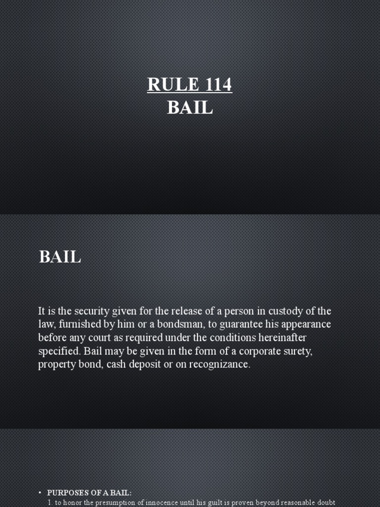 Criminal-Procedure - Rule 114 | PDF | Bail | Burden Of Proof (Law)