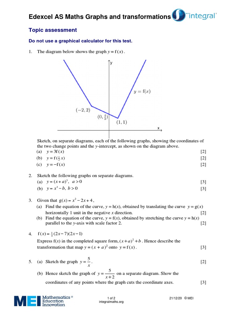 04 - Graphs - Transformations Assessment | PDF