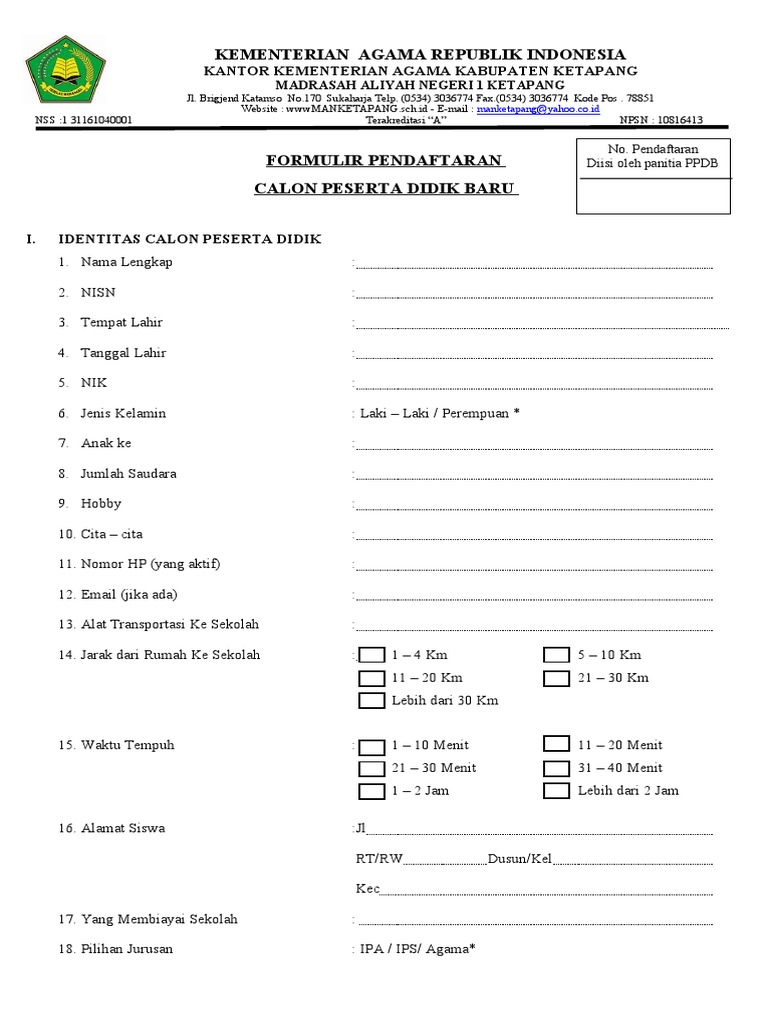 Formulir PPDB 2022 | PDF