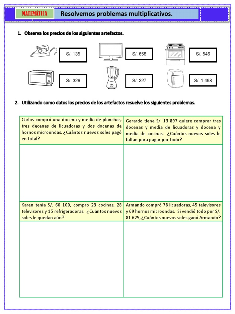 FICHA MAT. Resolvemos Problemas Multiplicativos 25 | PDF