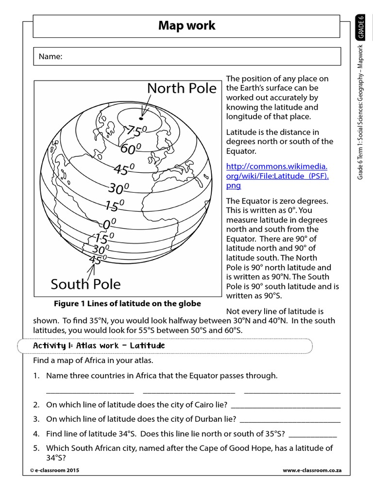Grade 6 Geography Wsheet 1 | PDF | Longitude | Latitude Grade 6 Geography Wsheet 1 | PDF | Longitude | Latitude