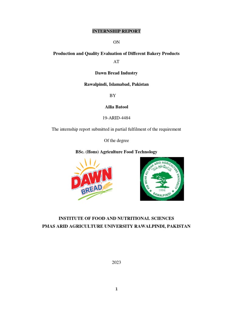 Dawn Internship Report | PDF | Breads | Flour