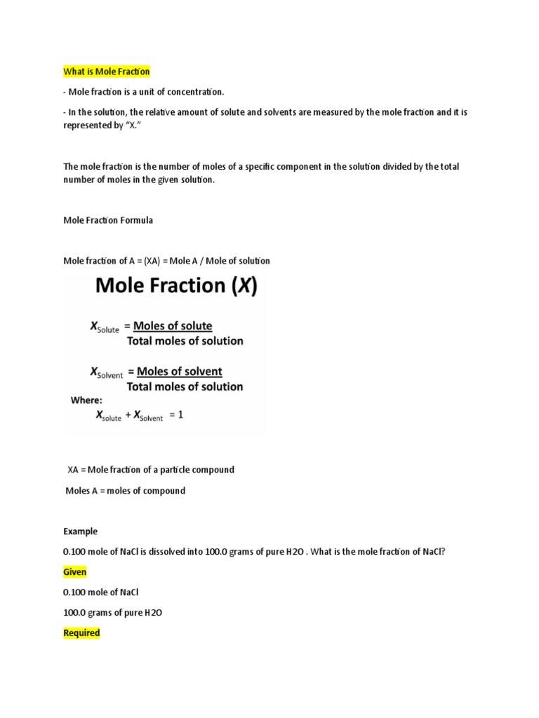 Mole Fraction Solving | PDF