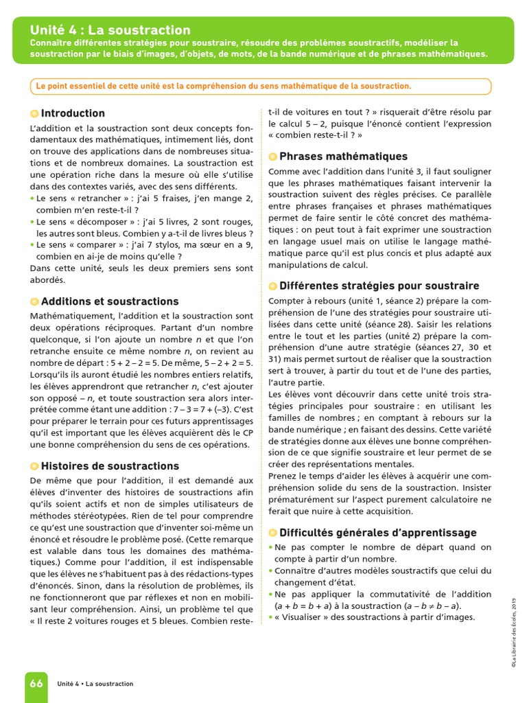 Stratégies de soustraction au CP | PDF | Modèle mathématique ...