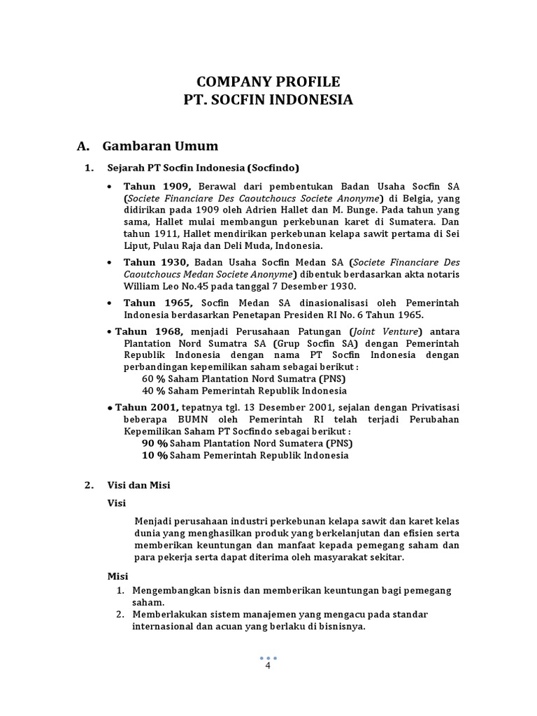 Company Profile Socfindo Update 11-02-2016 | PDF