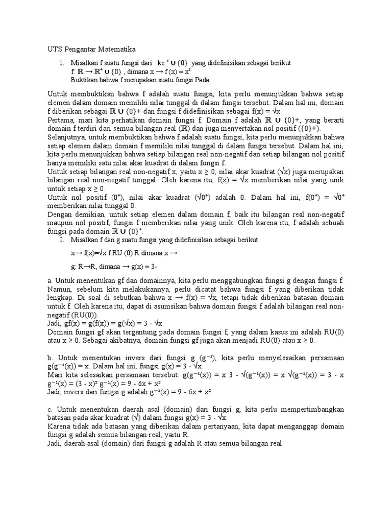 UTS Pengantar Matematika | PDF | Seni & Disiplin Bahasa