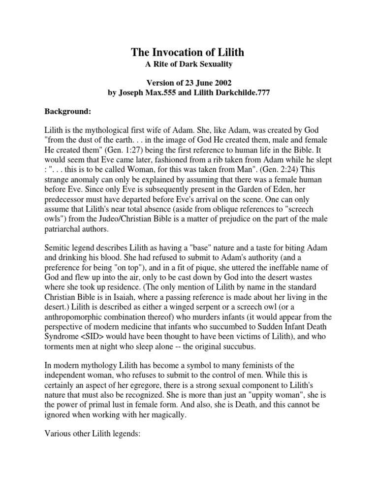 The Invocation of Lilith | PDF