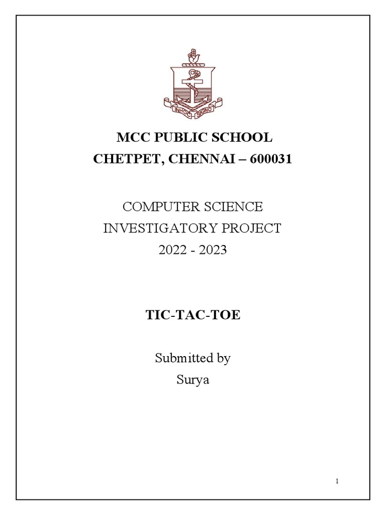 MCC Public School Chetpet, Chennai - 600031: Computer Science ...